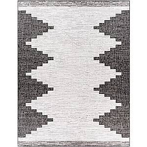 Mark&Day Outdoor Rugs, 8x10 Wolfheze Modern Indoor/Outdoor Black Area Rug, Black Beige Carpet for Patio, Porch, Deck, Bedroom, Living Room or Kitchen (7'10" x 10'2")