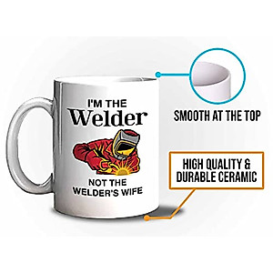 Bubble Hugs Welder Coffee Mug 11oz White - Not Welder's Wife - Welding Metal Worker Mechanic Engineer Gifts for Men Husband Dad