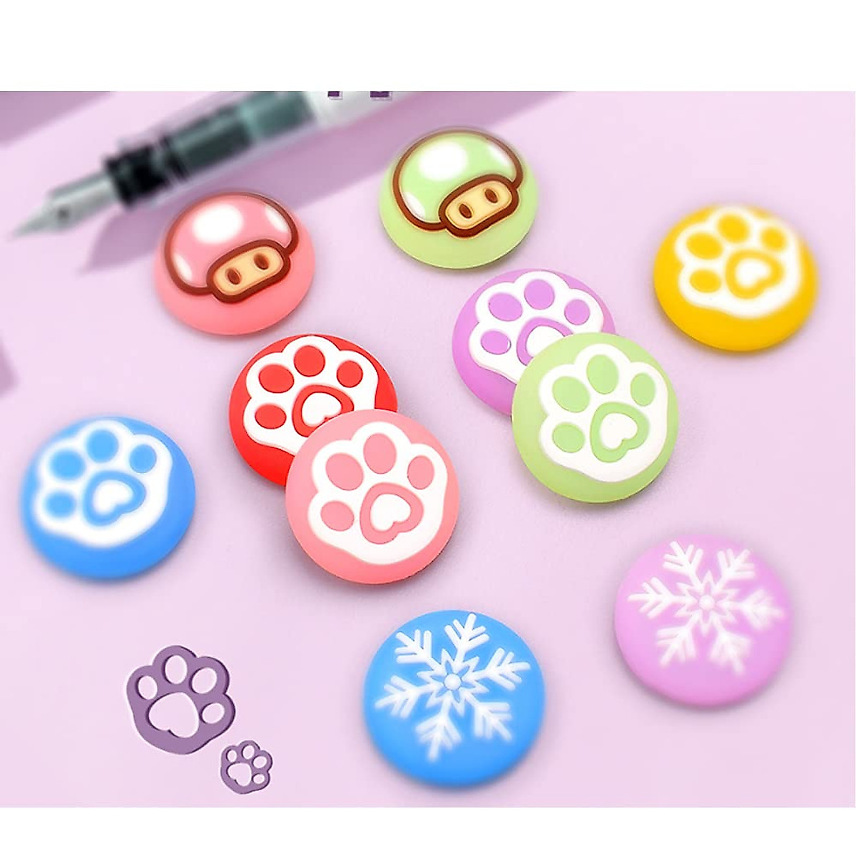 Analog Stick Joystick Rubber Silicone Cap Thumbstick Thumb Grip Cover Case Skin Joystick Grips for PS4 PS3 Xbox One Xbox 360 Controller (A# Pink-Blue)