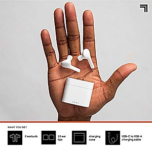 Sharper Image Soundhaven Wireless Earbuds, Bluetooth 5.0 with Qi Wireless Charging, Earphones with 4 Mics, 16 hr Playtime, Ergonomic Design, 5 Ear Tip Sizes