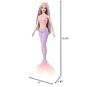 Barbie Mermaid Doll with Pink & Lilac Fantasy Hair & Headband Accessory, Toy with Shell-Inspired Bodice & Lavender Tail