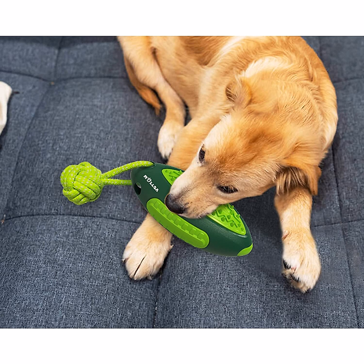 Squeaky Dog Toys Puppy Squeak Toy Interactive Doggy Treat Dispenser Food Dispensing Ball Fetch Catch Rugby Puzzle Teething Toys Ball IQ Training Chew Toys for Small and Medium Dogs