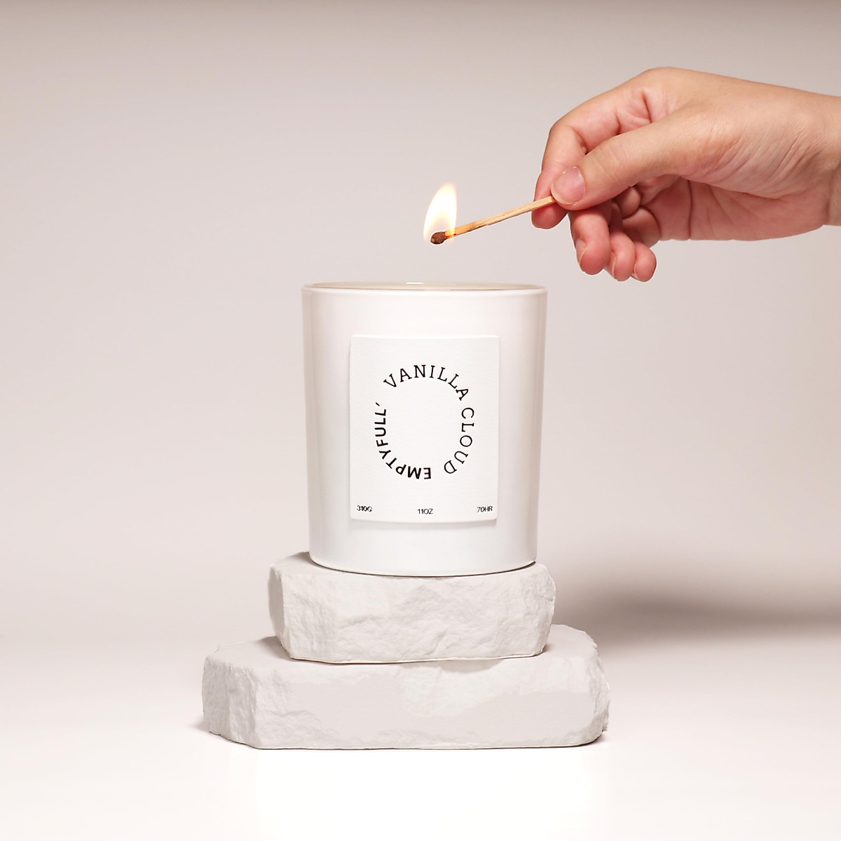 EMPTYFULL Vanilla Scented Candles, Wood Wick, 11 oz Large Candle, Natural Soy Candles 70 Hours Long Burning for Home, Aesthetic Candle, Perfect Spiritual Aromatherapy Gift for Women Men Mother’s