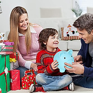 Cute Piggy Bank, Coin Bank for Boys and Girls, Children's Plastic Shatterproof Money Bank，Children's Toy Gift Savings Jar(Blue)