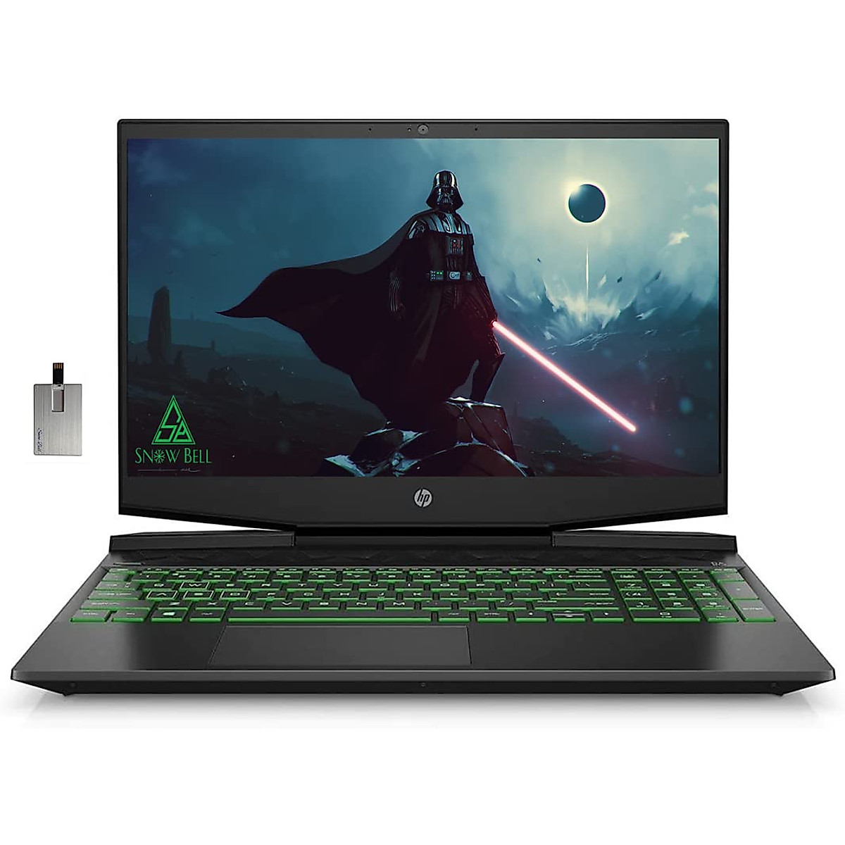 HP 2022 Pavilion Gaming 15.6" FHD IPS Laptop, AMD Ryzen 5-5600H (Beats i7-9750H), 16GB RAM, 1TB HDD+512GB SSD, Backlit Keyboard, GeForce GTX 1650, Win 11, Acid Green, 32GB SnowBell USB Card