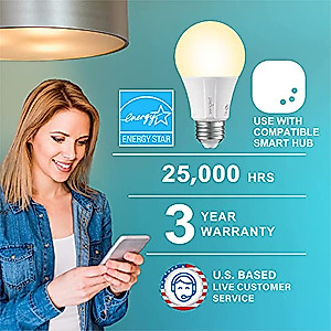 Sengled Smart Light Bulbs, A19 Dimmable Smart Bulbs, Works with Alexa and SmartThings, Voice Control with Google Home and Echo with built-in Hub, Soft White 60W Equivalent, Zigbee Hub Required，4-Pack