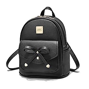 ZGWJ Girls Mini Leather Backpack Purse Bowknot Small Backpack Cute Casual Travel Daypacks Shoulder Bags for Women Black