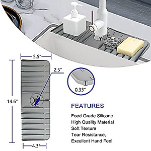 LBMZVZU Silicone Faucet Splash Guard, Kitchen Sink, Countertops, Tabletop, Painted, 14.56 x 5.43 x 0.31 inches