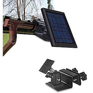 Gutter Mount for Ring Solar Panel - OkeMeeo Outdoor Mount for Arlo, Eufy, Reolink Solar Panel High for Maximum Sunlight Exposure, Black,1Pack (Not for Super Panel)