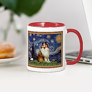 CafePress Starry Night & Sable Sheltie Mug Ceramic Coffee Mug, Tea Cup 11 oz