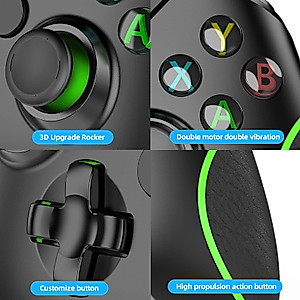 ZFY Wireless Game Controller Compatible Windows7/8/10,Gamepad with Linear Trigger(BLACK)
