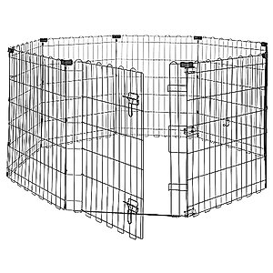 Amazon Basics Foldable Octagonal Metal Exercise Pet Play Pen for Dogs, Fence Pen, Single Door, Black, 60 x 60 x 30 Inches