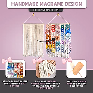 XL Bow Organizer for Girls Hair Bows - Holds All Hair Bow Sizes | Baby Bow Organizer | Hair Bow Organizer and Bow Holder for Girls Hair Bows | Headband Holder | Bow Hanger for Girls Hair Bows