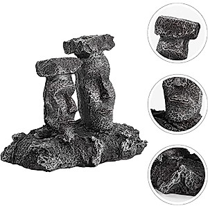 Mini Landscape Ornaments, Easter Island Stone Head Aquarium Ornament Resin Fish Tank Moai Statue Micro Landscape Decoration Accessories for Fish Tank Aquarium