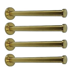 NELXULAS Golden Brushed Stainless Steel Single Heavy Duty Wall Mount Hook, Bath Towel Hooks, Robe Hooks, Coat Hanger, 4 PCS (8 inch)