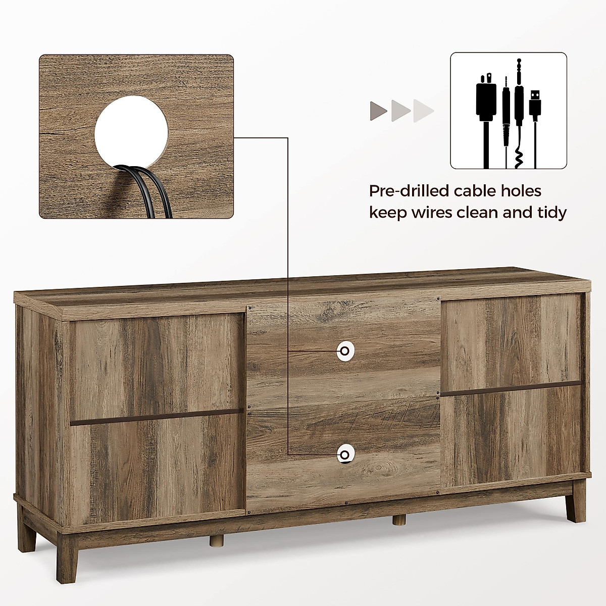 Yaheetech TV Stand Entertainment Center for 55 65 Inch TV, Farmhouse Storage TV Console Cabinet with Barn Doors for Living Room, Rustic Oak