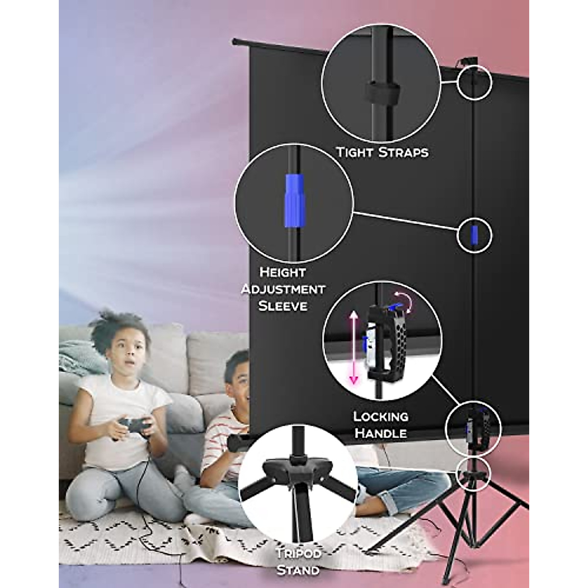 Projector Screen with Stand 120 inch - Indoor and Outdoor Projection Screen for Movie or Office Presentation - 4:3 HD Premium Wrinkle-Free Tripod Screen