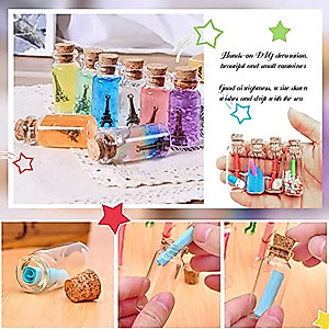 WFPLUS 60 Pieces 10ml Cork Stopper Glass Bottles - DIY Mini Glass Jars, Tiny Clear Vials with Cork for Display Art Crafts Decoration Wedding Party Supplies