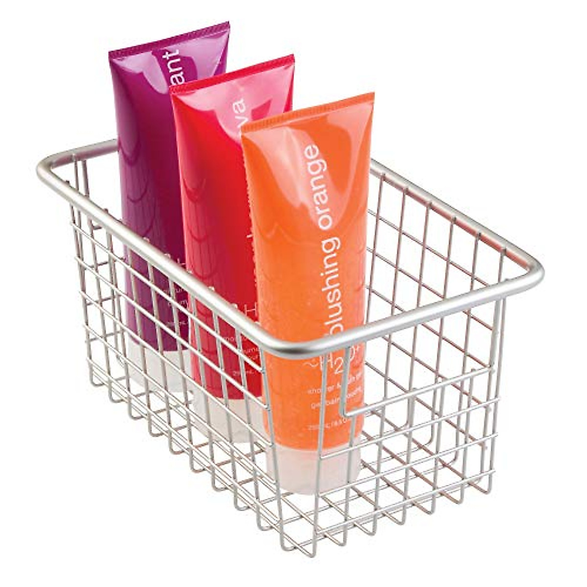 iDesign Forma Metal Wire Pantry Storage Organizer Bin with Handles, Container for Food, Drinks, Produce Organization , 10.24" x 6.24" x 5.06", Satin Silver,69565