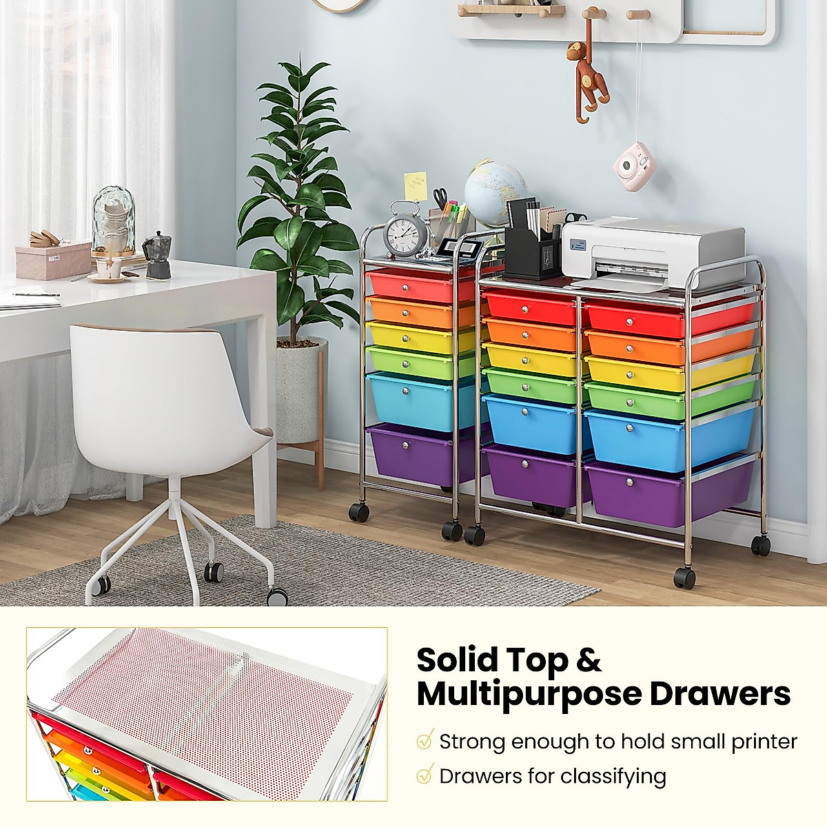 Giantex 12 Drawer Rolling Storage Cart Tools Scrapbook Paper Office School Organizer