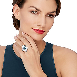 Ross-Simons 2.20 Carat London Blue Topaz and 2.50 ct. t.w. Aquamarine Ring With Blue Diamonds in Sterling Silver. Size 5