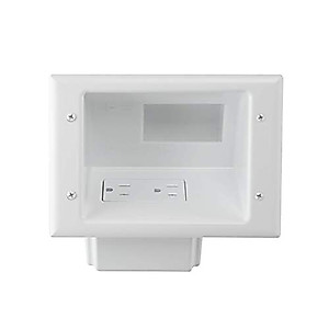 DATA COMM Electronics 45-0071-WH Recessed Low Voltage Mid-Size Plate with Duplex Receptacle