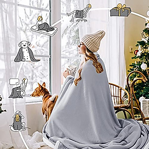 Deconovo Sherpa Throw Blankets for Bed, Sofa, Fall Throw Blanket for Couch - Knitted Throw Blankets for Kids, Adults, Teens, 50x60 Inches, Grey