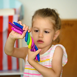 nutty toys 10pk Pop Tubes Sensory Toys (Mini) Fine Motor Skills Learning Toddler Toy for Kids Top ADHD Autism Fidget 2024 Best Preschool Boy Girl Gift Idea Unique Christmas Toddler Stocking Stuffers