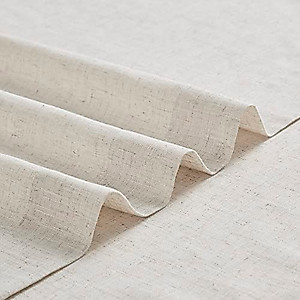 Vision Home Natural Pinch Pleated Semi Sheer Curtains Textured Linen Blended Light Filtering Window Curtains 108 inch for Living Room Bedroom Pinch Pleat Drapes with Hooks 2 Panels 42" Wx108 L