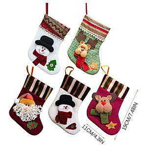 Christmas Stockings Felt Personalized Cute Hanging Stocking Christmas Home Decorations Multicolor Art Decor for Farmhouse Family Holiday Party Fireplace Xmas Decor Santa Tree Friends(Snowmen