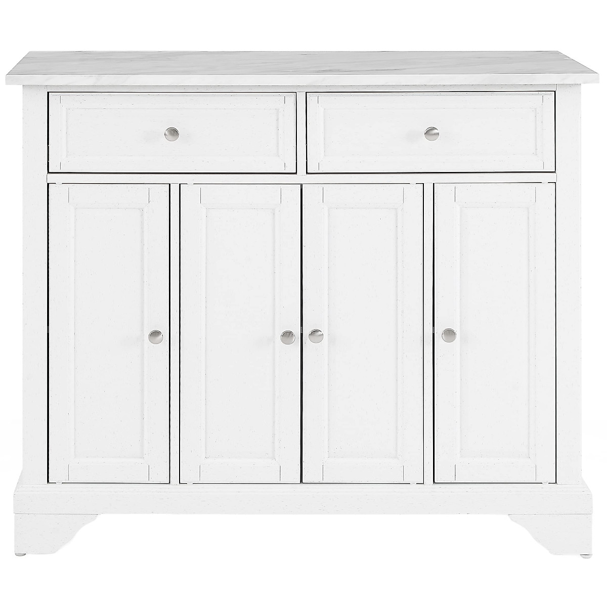 Crosley Furniture Avery Rolling Kitchen Island Storage Cart with Shelves, Microwave Stand, Coffee Bar, Distressed White