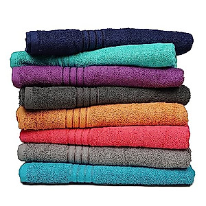ZUPERIA Classic Bath Towels - 8 Pack - 27" x 54" - Ultra Soft 100% Cotton Large Bathroom Towels, Highly Absorbent Towel for Bathroom, Ideal for Pool, Home, Gym, Spa, Hotel (Assorted)