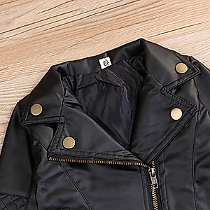 Toddler Boys Girls Motorcycle Faux Leather Jackets Coat Winter Outwear for 1-5Y (Black, 5T)