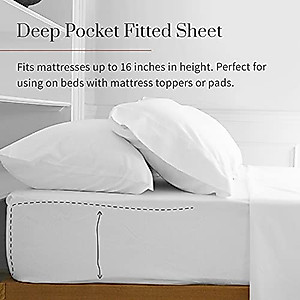 Everspread Bed Linen Set, (4 Piece Sheet Set), Full Size, White. Ultra-Soft & Breathable. Luxury Bedding. Deep Pockets - Fits Mattresses up to 16 inches. Wrinkle & Fade Resistant