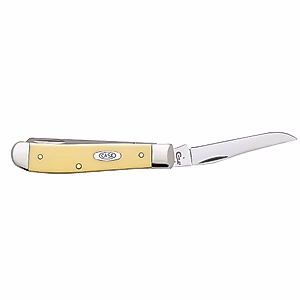 CASE XX WR Pocket Knife Yellow Synthetic Mini Trapper Carbon Steel Item #029 - (3207 CS) - Length Closed: 3 1/2 Inches