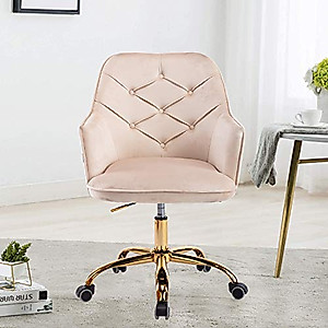 Gecheer Velvet Swivel Shell Chair for Living Room,Office Chair, Modern Leisure Arm Chair Beige