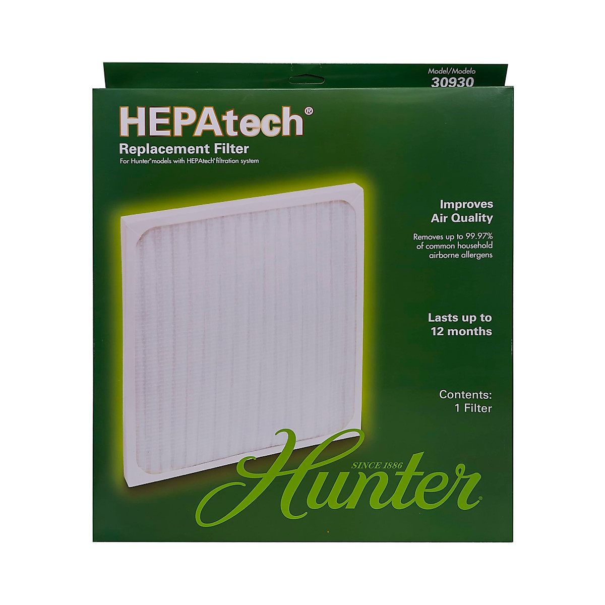 Hunter 30930 Air Purifier Filter for Models 30200, 30250, 30253, 30255, 30350, 30374, 30375, 30377, 30380, 30695, 37255, 37375