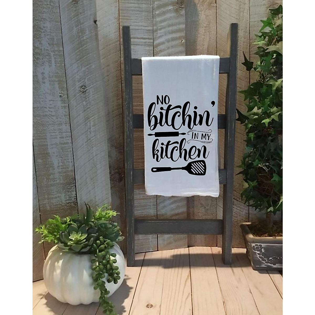 No Bitchin' in My Kitchen - Dish Towel Kitchen Tea Towel Funny Saying Humorous Flour Sack Towels Great Housewarming Gift 28 inch by 28 inch, 100% Cotton, Multi-Purpose Towel
