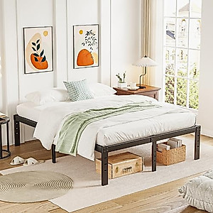 ZIYOO California King Bed Frames, 18'' Platform Bed Frame, 2000lbs Heavy Duty Steel Slat, Non-Slip Design, No Box Spring Needed, Easy Assembly, Quiet Noise Free, Under Bed Storage Space