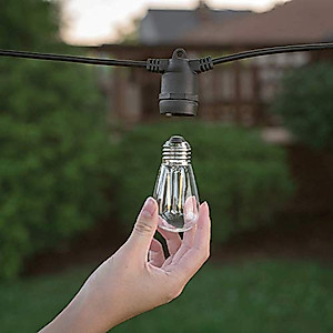 Beams S14 Bulb Solar LED Weatherproof Outdoor String Lights, 27 feet, Black