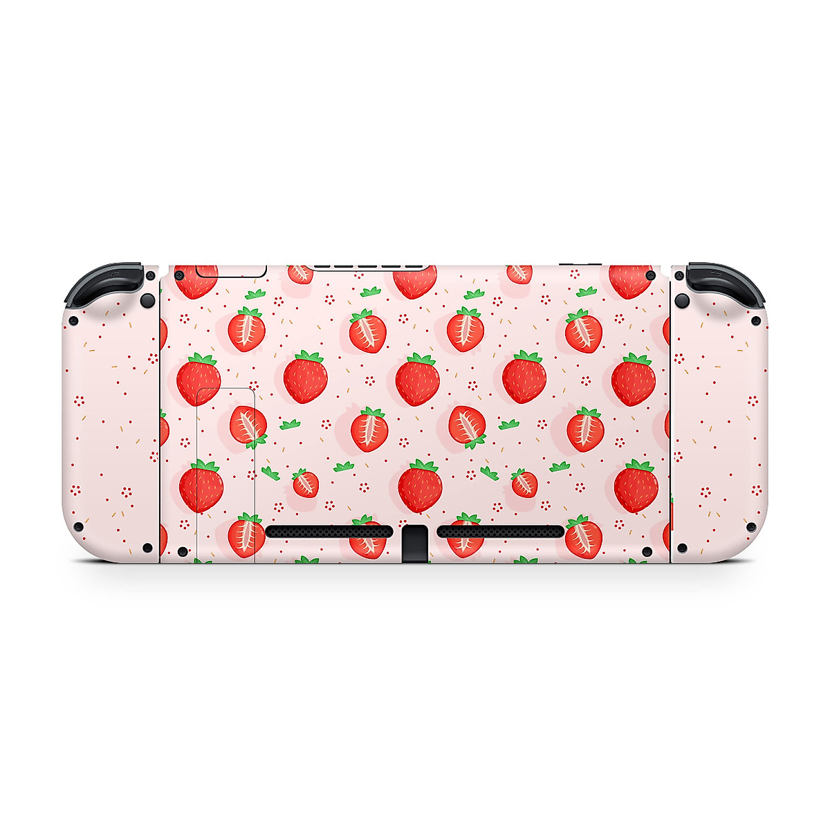 Tacky Design Strawberry Skin Compatible with Nintendo Switch Skin Wrap Cover, Kawaii Skin for Nintendo Switch Stickers, Premium Vinyl 3M Full Wrap Decal, Compatible with Joy-Con, Console, Dock.