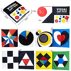 beiens Baby Books Toys, High Contrast Black and White Books Non Toxic Fabric Touch and Feel Crinkle Cloth Books Early Educational Stimulation Toys for Infants Toddlers, Baby Gift Soft Toys Mirror