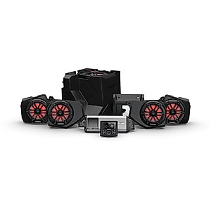 Rockford Fosgate RNGR18-STG4 Audio Kit: PMX-2 Receiver, 1500-Watt Amp, M1 Series Color Optix Multicolor LED Lighted Front & Rear Speakers plus Subwoofer for Select Polaris Ranger Models (2018-2022)
