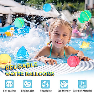 Reusable Water Balloons Refillable Water Bomb, Soft Silicone Water Balls with Mesh Bag, Quick Fill & Self-Sealing Water Balloons for Water Fight Games, Outdoor Water Toys for Kids Adults,8pcs