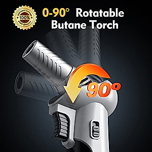 ravs Butane Torch, Refillable Kitchen Torch Lighter Blow Torch with Safety Lock Rotating Angles Adjustable Flame, Culinary Torch for Creme Brulee, Desserts and Baking (Butane Gas Not Included)
