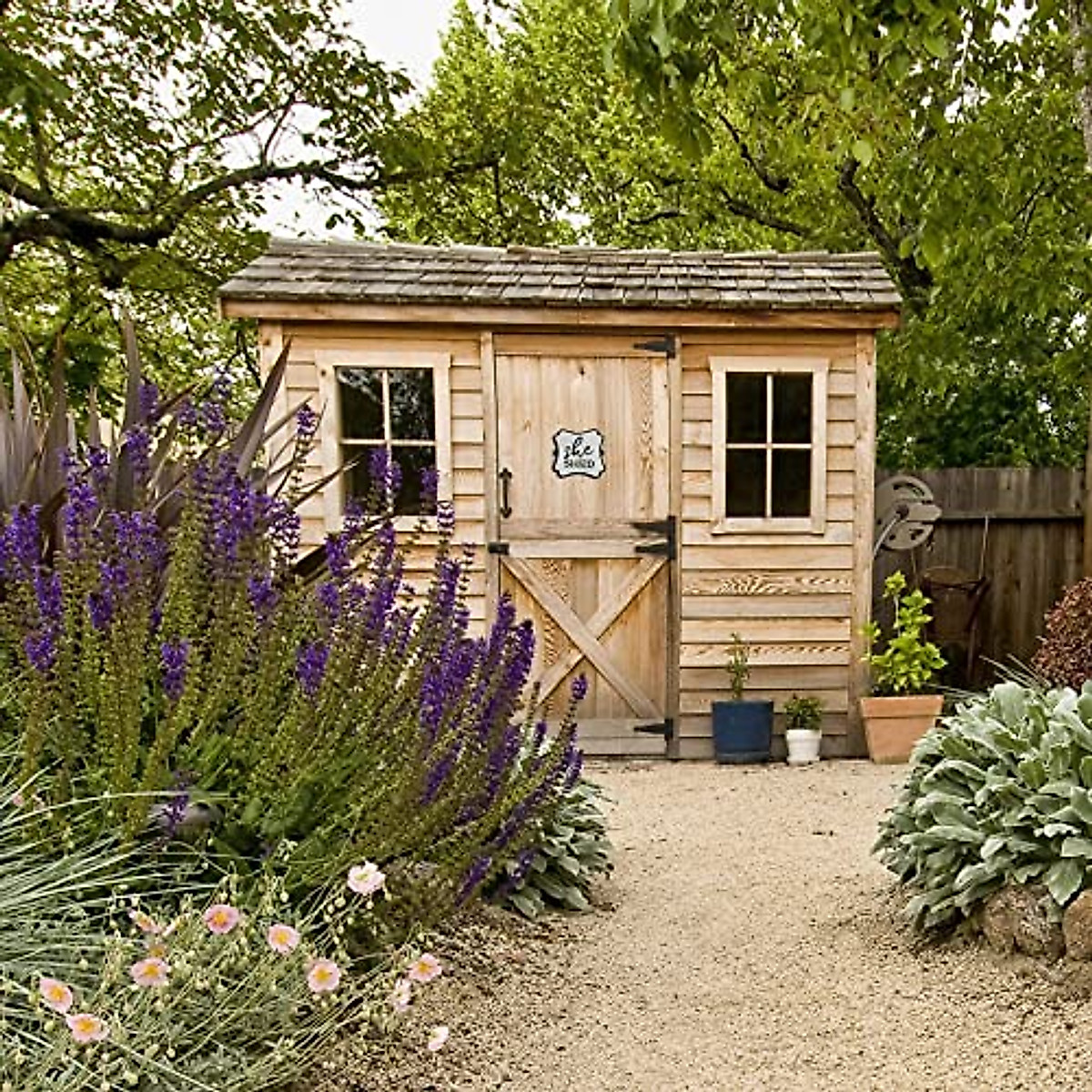 AuldHome Cast Iron She Shed Sign, Black-and-White Decorative Rustic Plaque