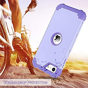 BENTOBEN iPhone SE 2022 Phone Case, iPhone SE 2020 Case, Heavy Duty 3 in 1 Full Body Rugged Shockproof Hybrid Hard PC Soft Rubber Bumper Drop Protective Girls Women 4.7 SE Cover, Light Purple/Lavender