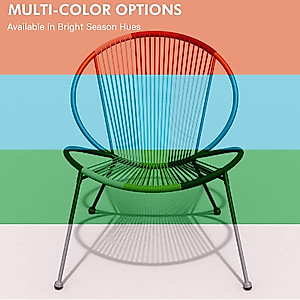 Grand patio 3-Piece Outdoor Acapulco Chair Set, Patio Furniture Set with Wicker Rope, Bistro Table and 2 Low Seat Chairs, Cool Olive Green