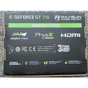 maxsun GEFORCE GT 710 2GB Low Profile Ready Small Form Factor Video Graphics Card GPU Support DirectX12 OpenGL4.5, Low Consumption, VGA, DVI-D, HDMI, HDCP, Silent Passive Fanless Cooling System