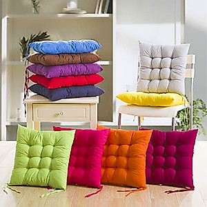 Square Chair Pads Chair Seat Cushions Set of 2 Tie-On Seat Pad Chair Cushion Chair Mats for Garden Patio Kitchen Dining Home Kitchen Office,40*40cm,Orange